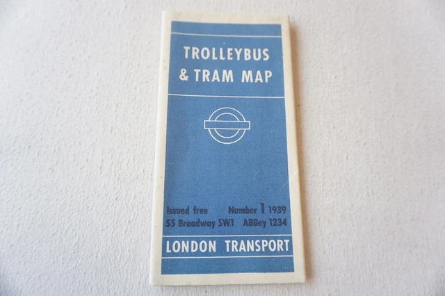1939 NUMBER 1 Trolleybus & Tram Map London Transport Bus Underground ...