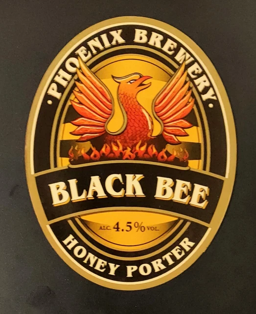 PHOENIX BREWERY HEYWOOD Black Bee Ale Beer Pump Handle Clip Badge 4.5 % ...