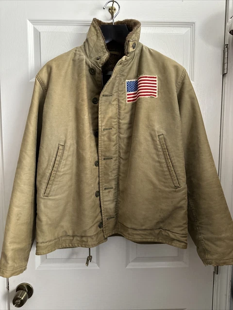 VINTAGE WWII N1 USN Deck Jacket - Mens Large w/USFlag Patch. Size 40/42 ...