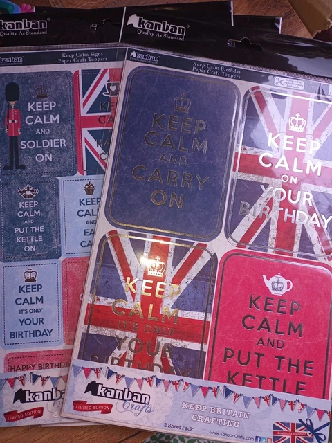KANBAN KEEP CALM/ birthday papercraft toppers/card - 4 sheets total ...