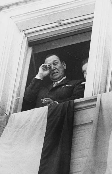 PRESIDENT JUAN PERON Argentina wiping away a tear as he looks - 1972 ...