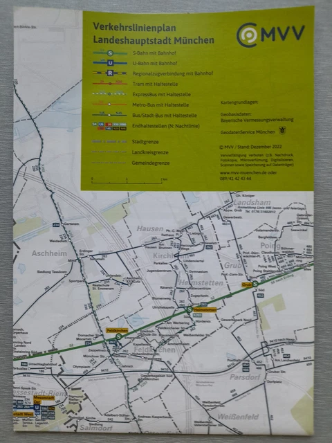 MUNICH MVV BUS, tram, local rail route map £1.00 - PicClick UK