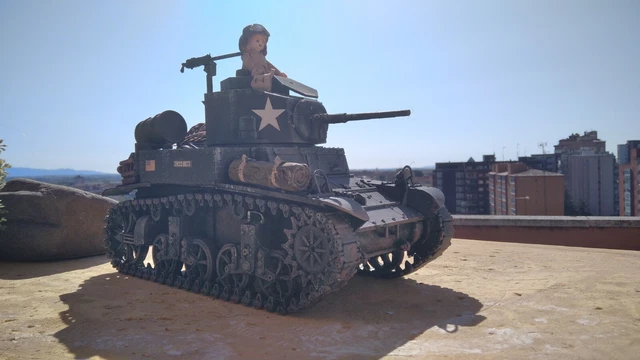 PLAYMOBIL CUSTOM TANK Stuart (3D) + Sous-Officier (France-1945) Ref-001 ...