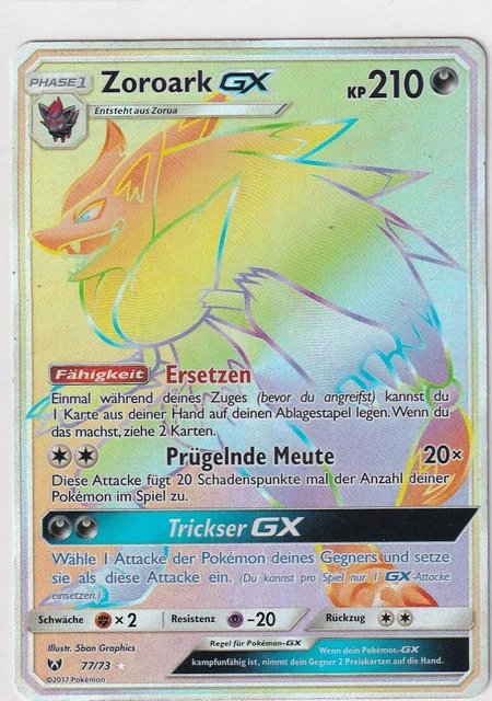 POKEMON MAPPA LUCCICANTI Posa Opera No. 77/73 Zoroark Arcobaleno Rara ...