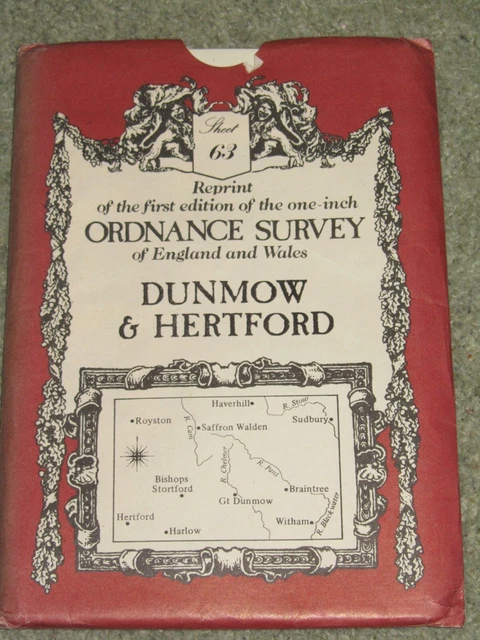 OS ORDNANCE SURVEY Reproduction de 1ère édition 1" carte 63 Dunmow ...