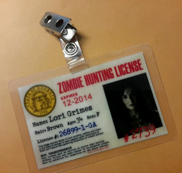 THE WALKING DEAD Identification Badge-Zombie Chasse Licence Lori Grimes ...
