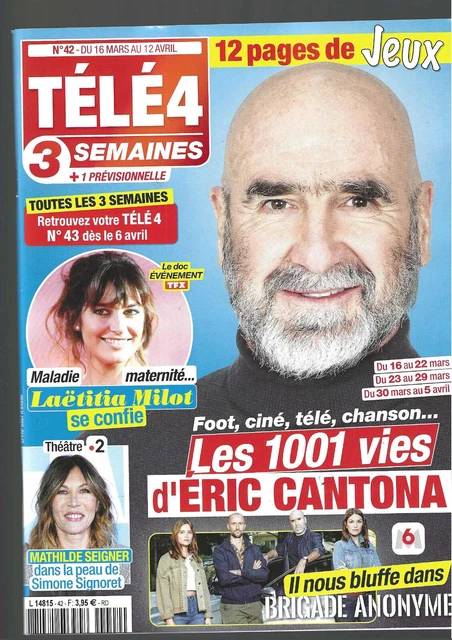TELE 4-16 MARS 2024-Eric CANTONA/Laetitia MILOT/Michel SARDOU/M.SEIGNER ...