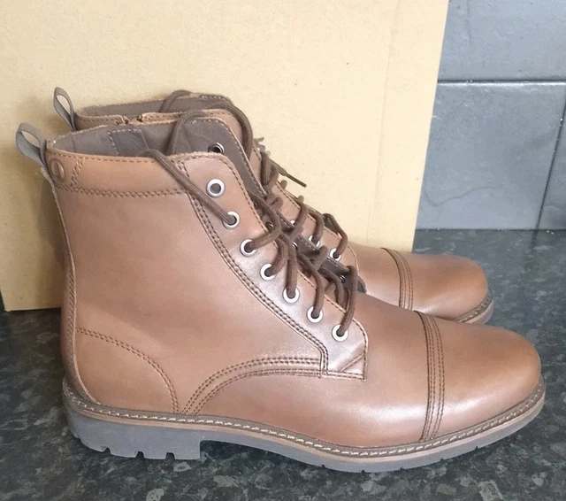 MENS CLARKS BROWN / Dark Tan Batcombe Cap Dual Fastening Ankle Boots UK ...