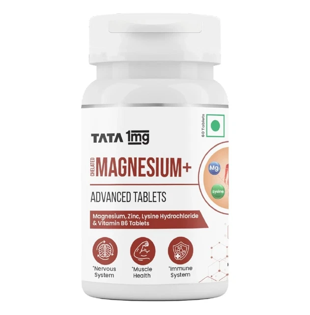 TATA 1MG CHELATED Magnesium Plus Tablet with Zinc, Vitamin B6 - 60 Tabs ...