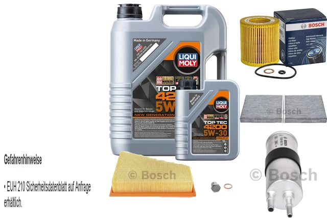 BOSCH INSPECTION SET 6 L LIQUI Top MOLY Tec 4200 5W-30 pour BMW série 5 ...