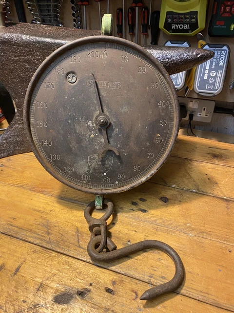 VINTAGE SALTER MODEL 235T Industrial Spring Balance Brass Hanging ...