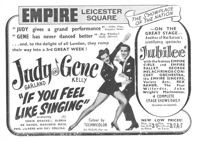 A5 FILM MAGAZINE Advert If You Feel Like Singing 1950 Judy Garland Gene ...