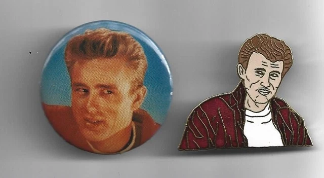 2 JAMES DEAN pin 1950s FILM Star METHOD ACTOR pinback REBEL £11.47 ...