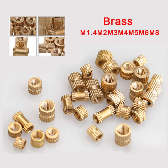 M1 4 M1 6 M2 M3 M4 M5 M6 M8 Solid Brass Round Threaded Knurl Insert