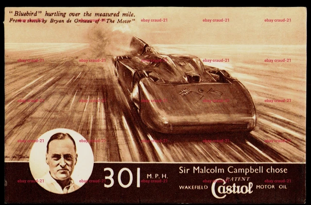 SIR MALCOLM CAMPBELL BLUEBIRD Castrol 301 MPH Land Speed Record ...