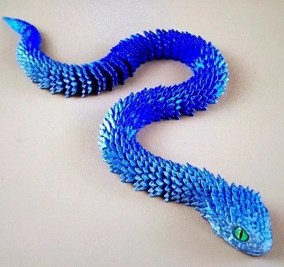 PYTHON SNAKE 30CM Fully articulated 3d Printed Model (Blue Silvery ...