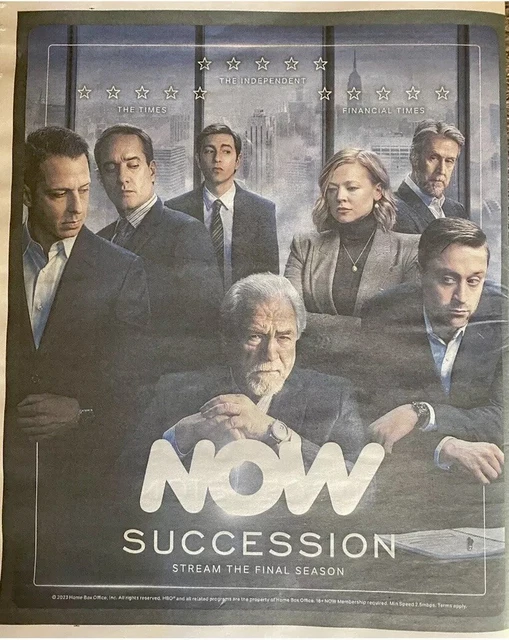 SUCCESSION TV SERIES Season 4 Special Newspaper 4 Page Advert Wrap ...