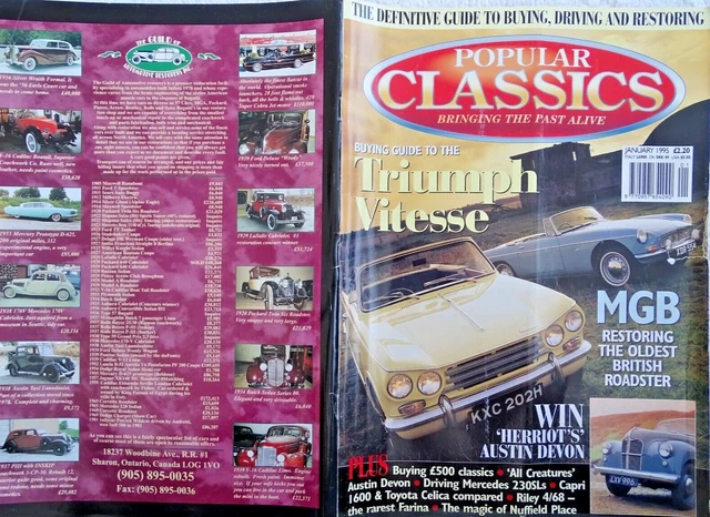 POPULAR CLASSICS VINTAGE Car Magazine January 1995 Austin Devon Capri ...
