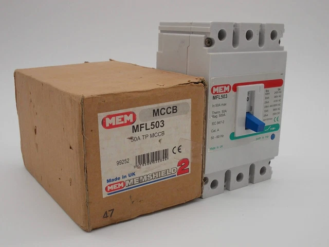 MEM MCCB 50 Amp Triple Pole 50A 3 Phase Breaker Bill TLF503 Memshield 2 ...