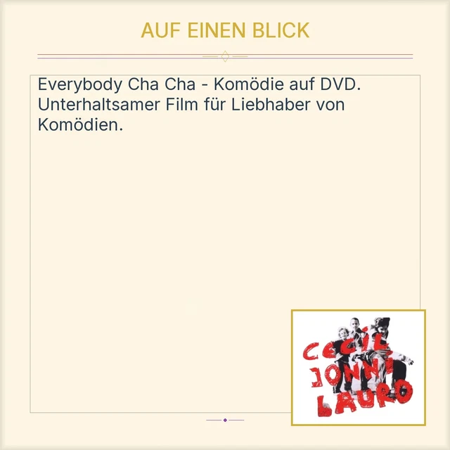 EVERYBODY CHA CHA Komödie DVD Musik Tanz Film EUR 4,99 - PicClick DE