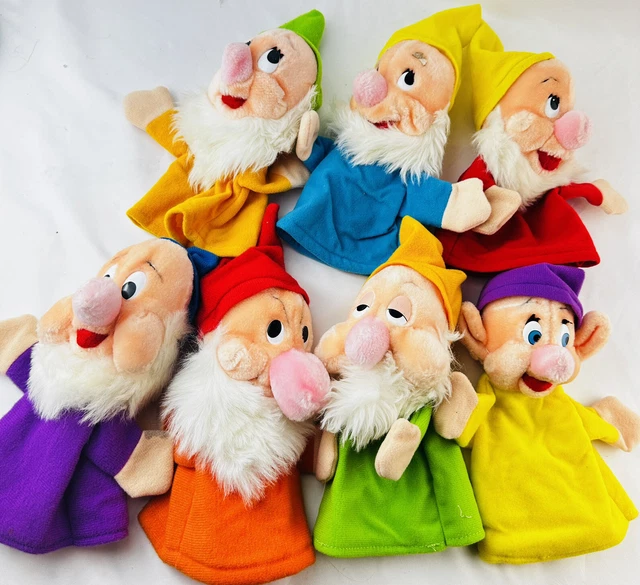 THE SEVEN DWARFS Plush Hand Puppets Set Disneyland Disney World 10 ...