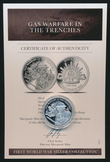 AUSTRALIA: 1914-18 WWI ANZAC Gas Warfare in Trenches Commemorative ...