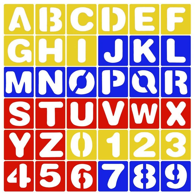 WALL STENCILS LETTERS Cutout Alphanumeric Templates Numbers and Child ...