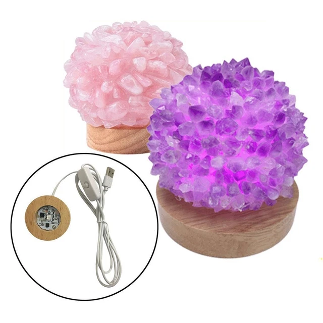 WOOD LED NIGHT Light Base Display Stand Round USB 3D Lighted for ...