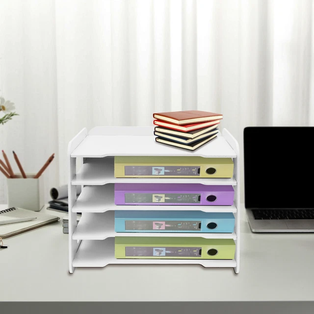 STACKABLE FILE ORGANIZER Tray Desk Desktop Paper Document Tray Holder 5 ...
