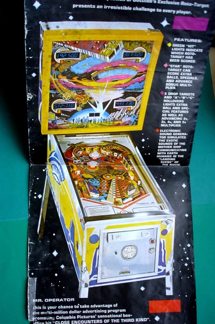 FLYER PUBLICITÉ FLIPPER pinball CLOSE ENCOUNTERS OF THE THIRD KIND ...