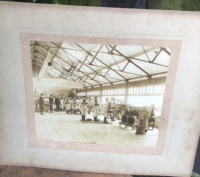 ANTIQUE WW1 ROYAL Navy base HMS Ganges gunner b/w photograph ex-large ...