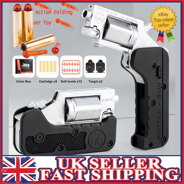 TOY GUN SINGLE Action Fold Revolver Blaster Pistol Police Cosplay Prop ...