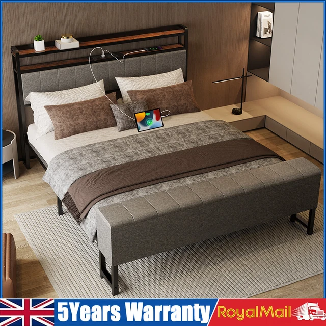 PANEL LUXURY UPHOLSTERED BED FRAME 4FT6 Double Size With Padded ...