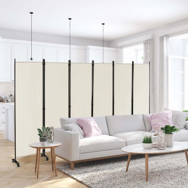 NNECW 1.72M 6-PANEL Folding Room Divider with Lockable Wheels-White EUR ...