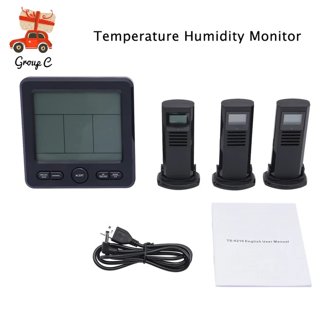 3 SENSORS WIRELESS Indoor Outdoor Thermometer Temperature Humidity ...