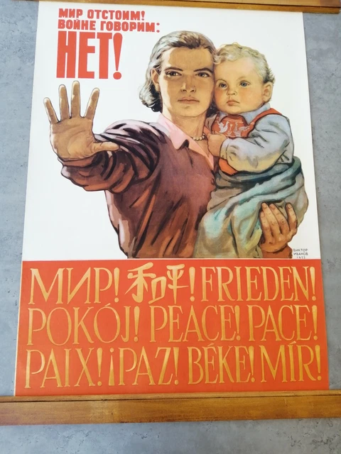 VINTAGE SOVIET PROPAGANDA Peace Poster Original Communist Poster 1953 ...