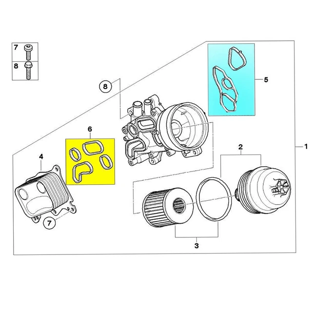 FOR 07-16 MINI Cooper 1.6L Engine Oil Cooler Filter Housing Seal ...