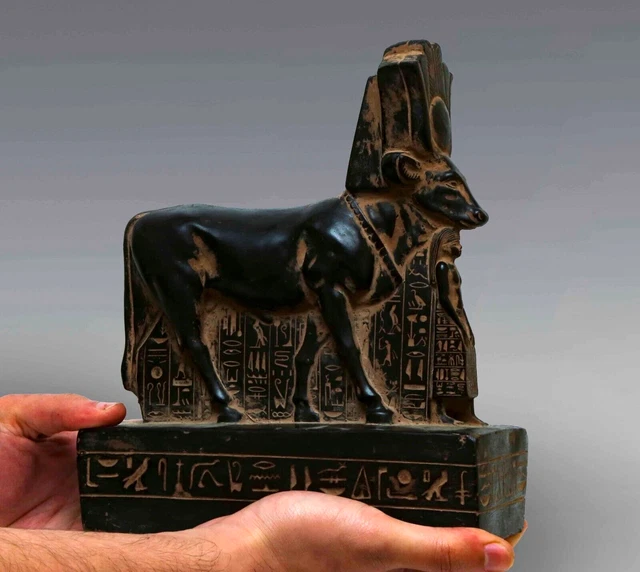 ANCIENT EGYPTIAN ANTIQUES Statue Hathor Cow Gods Psamtik Egypt Black ...