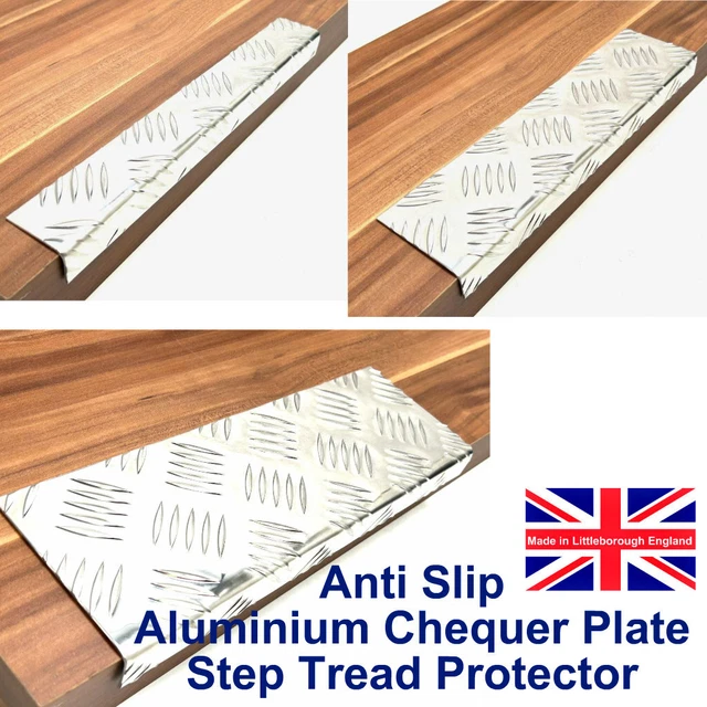 ALUMINIUM STAIR TREAD Nosing Chequer Plate 500/1100mm Anti Slip Step ...