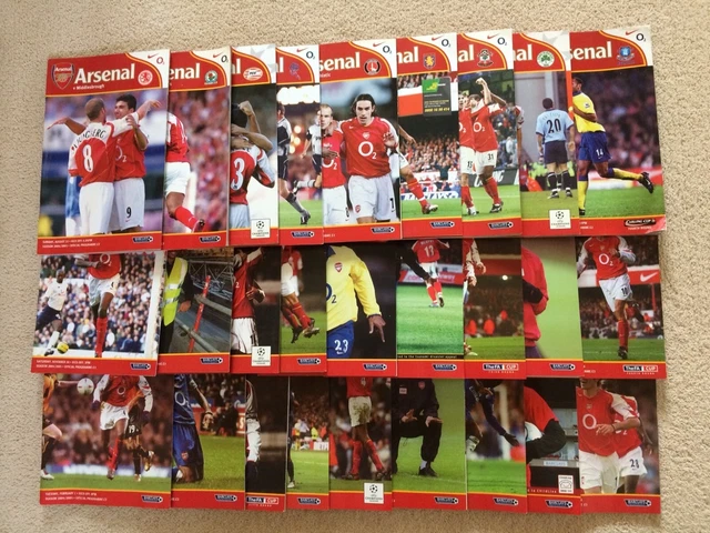 2004/2005 ARSENAL COMPLETE Home Programme Collection -1 (26/27) VGC £19 ...