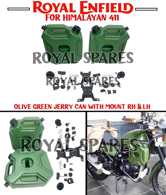 ROYAL ENFIELD HIMALAYAN 411 "OLIVE GREEN JERRY CAN WITH MOUNT LH & RH ...