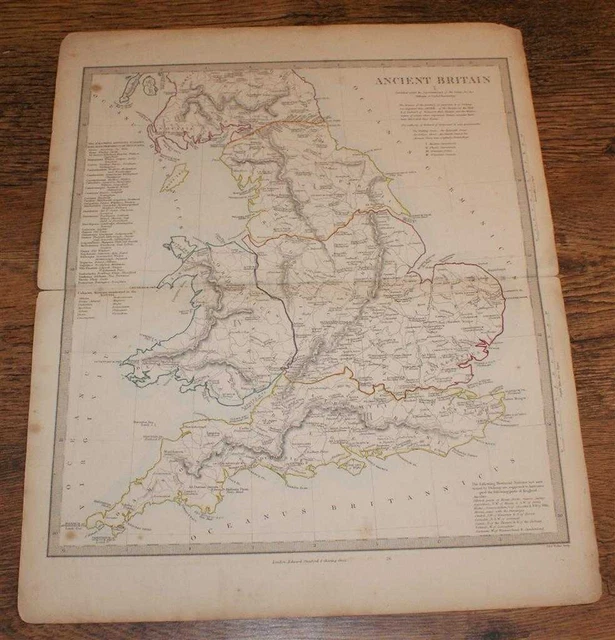 MAP OF ANCIENT Britain - disbound sheet from 1857 "University Atlas ...