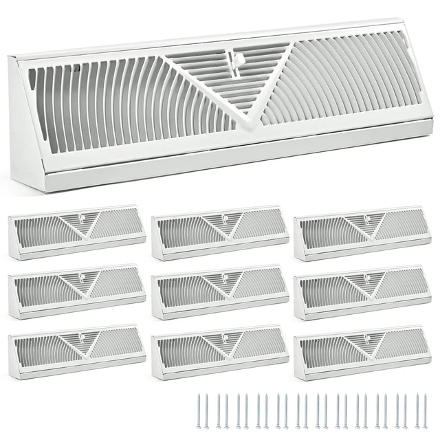 10 PACK 18 Inch Baseboard Register (Duct Opening Size) - Baseboard Vent ...