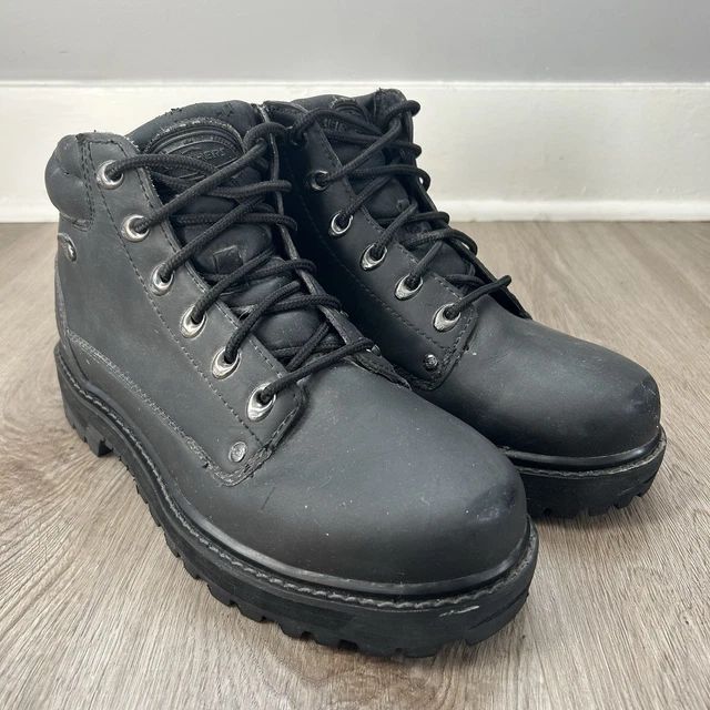 SKETCHERS MARINERS PILOT Mens Size 10 Wide Steel Toe Black Leather ...