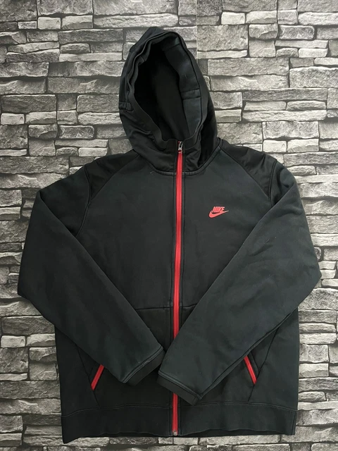 NIKE TECH FLEECE Full Zip Hoodie Windrunner Black Red XL Extra Large ...
