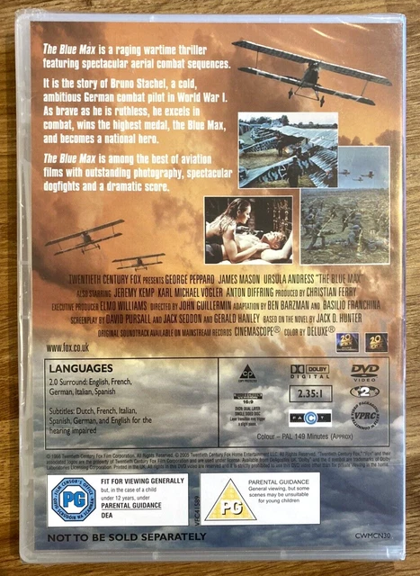 THE BLUE MAX (1966) DVD Brand New & Factory Sealed UK Pal Reg 2 George ...