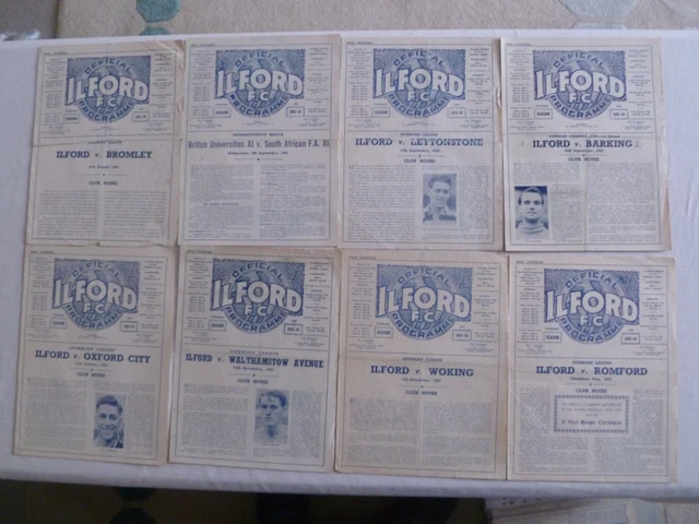 18 X 1950S 53/54 Ilford Football Programmes Job Lot Collection Black ...