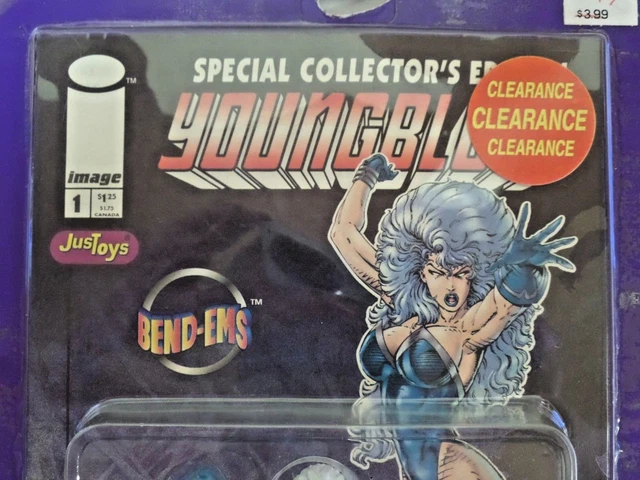 VINTAGE YOUNGBLOOD BENDABLE Collectible Figure with Comic Book Riptide ...
