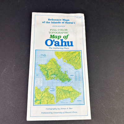 FULL COLOR TOPOGRAPHIC Map of Oahu The Gathering Place Ephemera James A ...