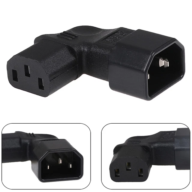 90 DEGREE LEFT angle IEC adapter plug IEC 320 C14 to C13 LCD tv wall ...